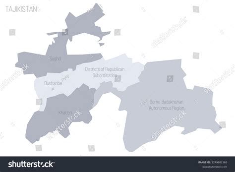 Tajikistan Political Map Administrative Divisions Regions Stock Vector