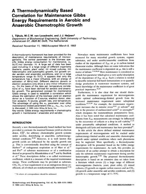 pdf a thermodinamically based correlation for maintenance gibbs