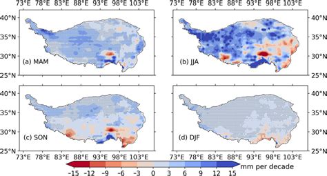 Spatial Distributions Of Linear Trend Of Seasonal Precipitation Based