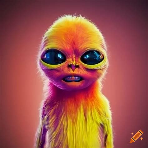 Portrait Of A Fluffy Alien In Vibrant Colors On Craiyon