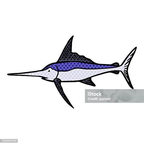 돛새치 아이콘 손으로 그린 하프톤 컬러 벡터 일러스트 레이 션 배경 주제에 대한 스톡 벡터 아트 및 기타 이미지 배경 주제