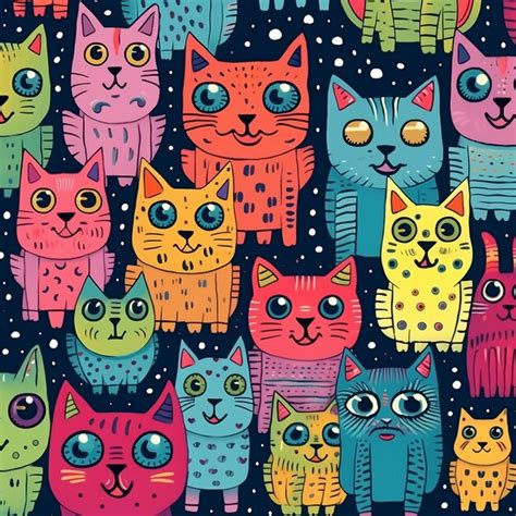 Premium Ai Image Cat Pattern Premium Ai Image Cat Pattern