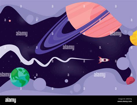 Universe Planets And Rocket Stock Vector Image And Art Alamy