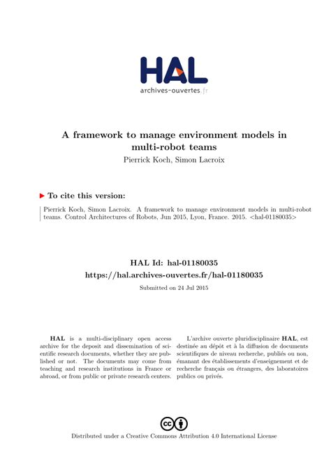 pdf a framework to manage environment models in multi robot teams