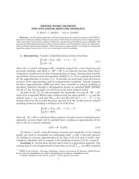 Pdf Optimal Kernel Based Dynamic Mode Decomposition