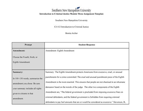 CJ 112 Module Three Assignment Template Introduction To Criminal
