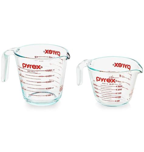 Pyrex 유리 계량 컵 2개 세트 1컵 및 2컵 강화 유리 액체 계량컵 식기 세척기 냉동고 전자레인 티몬