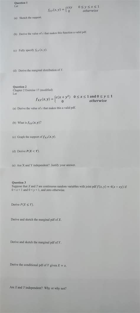 Solved Question 1 Let Fxyxy Cxy00≤y≤x≤1 Otherwise A
