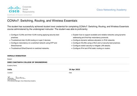 Im Happy To Share That Ive Obtained A New Certification Cisco Certified Venkatesh Vemula