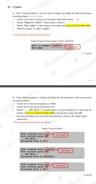 Solved B3 15 Mark Opyr A Write A Python Program To Ask
