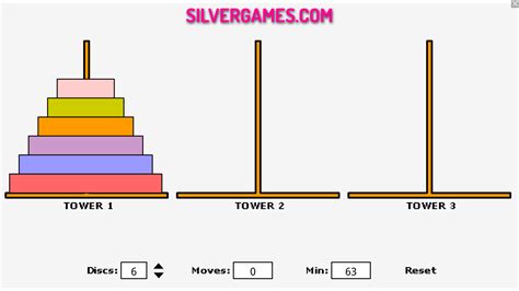 tower of hanoi play online on silvergames 🕹️