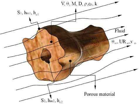 schematic representation of a solid with arbitrary geometry immersed in