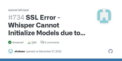 Ssl Error Whisper Cannot Initialize Models Due To Failed Verification Of Certificate Linux