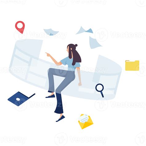 Future Technology Concept Woman Use Virtual Reality Technology PNG