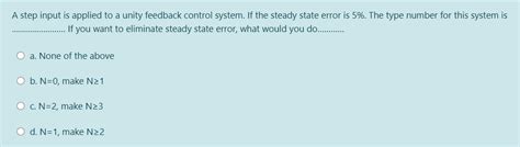Solved A Step Input Is Applied To A Unity Feedback Control Chegg