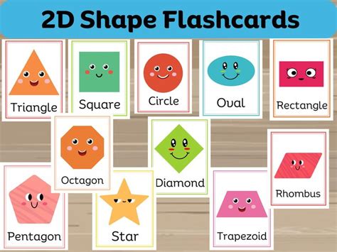 Colorful 2d Shapes Flashcards 2d Shapes Display And Teaching