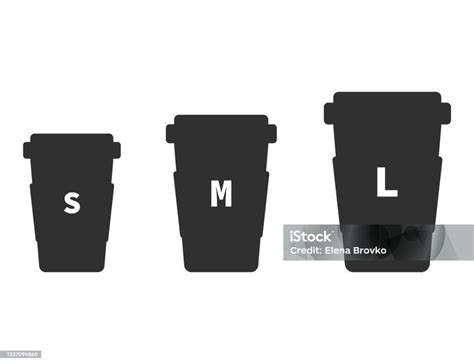 커피 컵 벡터 플랫 아이콘 테이크 아웃 커피 컵의 다른 크기 0명에 대한 스톡 벡터 아트 및 기타 이미지 0명 검은색 규모 Istock