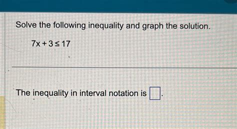 Solved Solve The Following Inequality And Graph The Chegg Com