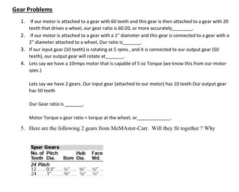 Solved Gear Problems If Our Motor Is Attached To A Gear Chegg Com