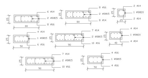 Structural Column Reinforcement Bars Design Cad Drawing