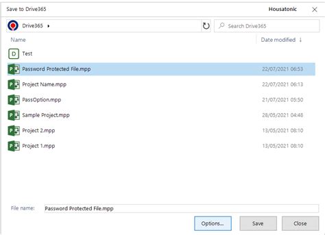 Save Password Protected MPP Files Project Plan 365