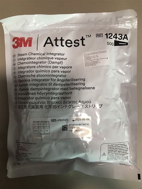 3m Attest Steam Chemical Integrators 1243a แผ่นตรวจสอบการปราศจากเชื้อ Sterigage Th