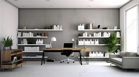 연구용 책상 및 보관 장치를 갖춘 현대적인 작업 환경의 3d 렌더링 배경 작업 3d 배경 현대 책상 배경 현대적 배경