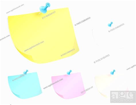 Illustration Of Post It Note With Push Pin Stack Ready To Put Your Messages On It Stock Photo