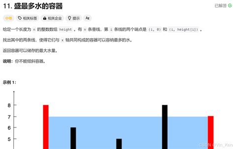 Hot100盛最多水的容器 Csdn博客