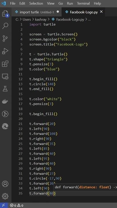 Create Facebook Logo Using Python Turtle Python Turtle Graphics Youtube