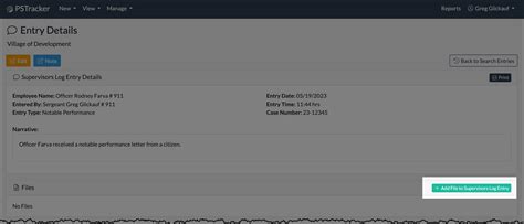 Creating Supervisor Log Entries Pstracker