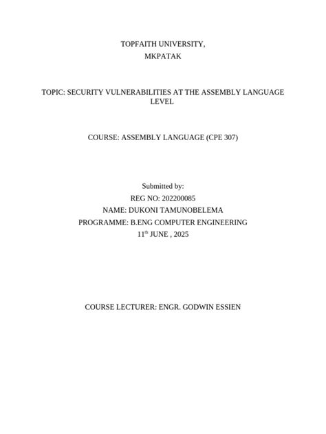 Assembly Language Assignment Pdf Computer Engineering Software Engineering