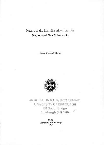 Pdf Nature Of The Learning Algorithms For Feedforward Neural Networks