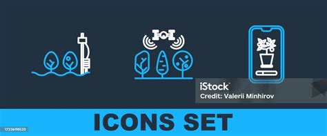 라인 스마트 제어 농업 시스템 독립형 센서 및 플랜트 및 드론 아이콘을 설정합니다 벡터 곡초류에 대한 스톡 벡터 아트 및 기타 이미지 곡초류 꽃 식물 나무 Istock