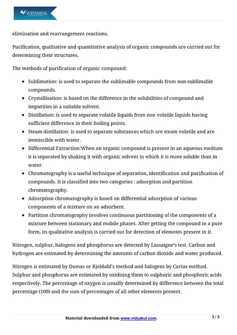 Organic Chemistry Some Basic Principles And Techniques Class 11 Notes Vidyakul