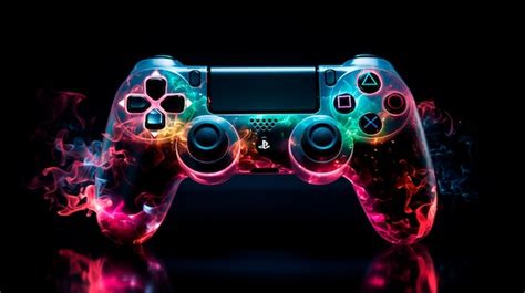 Premium Ai Image Game Controller With Fire And Smoke