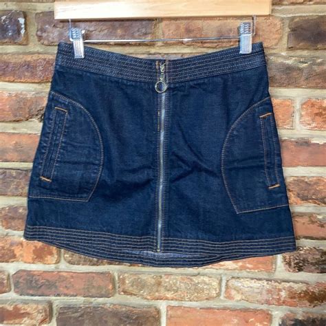 Abercrombie And Fitch Abercrombie And Fitch Dark Blue Denim Zip Up Mini