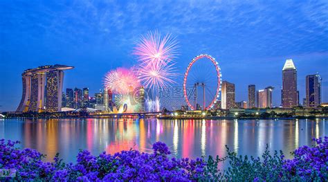 新加坡滨海湾烟火高清图片下载 正版图片500344840 摄图网