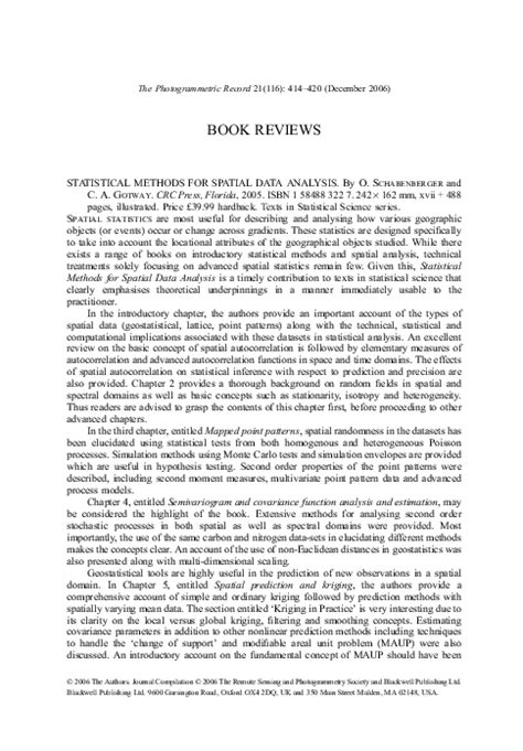 Pdf Statistical Methods For Spatial Data Analysisstatistical Methods For Spatial Data Analysis
