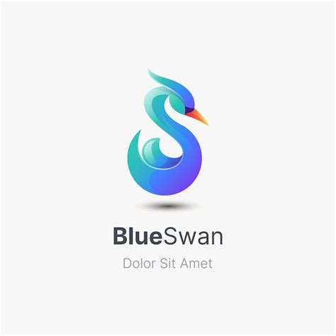Premium Vector Blue Swan With Smooth Gradient Logo