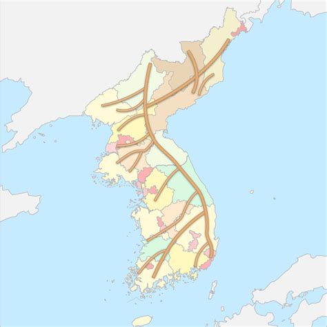 한국 산맥 지도 해시넷