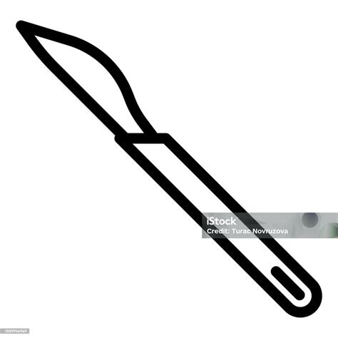 메스 라인 아이콘 의학 개념 흰색 배경에 병원 수술 칼 기호 개요 스타일의 모바일 개념 웹 디자인의 의료 메스 아이콘 벡터 그래픽 건강관리와 의술에 대한 스톡 벡터 아트 및