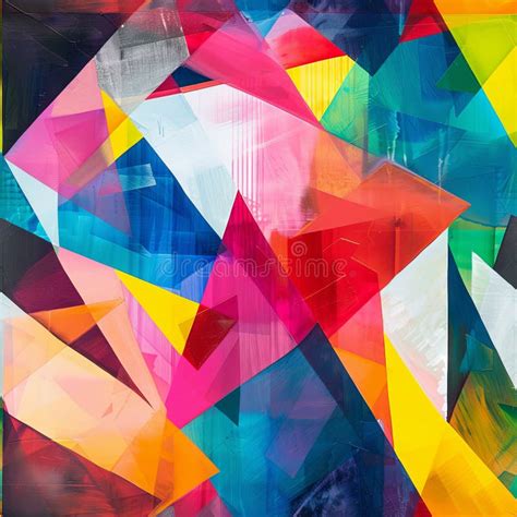 Abstract Composition Of Colorful Geometric Shapes In A Shattered Arrangement Stock Illustration