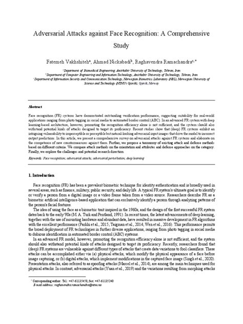 Adversarial Attacks On Face Recognition Pdf Deep Learning Applied Mathematics