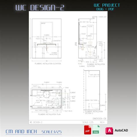 WC Design DWG Wc Design Ideas Wc Design Wc Architectural Drawing WC Cad Wc Project