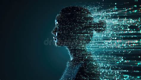 Luminous Binary Code Forming Female Silhouette Stock Illustration Illustration Of Connection