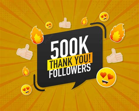 Thank You 500000 Followers On Yellow Background Color Media