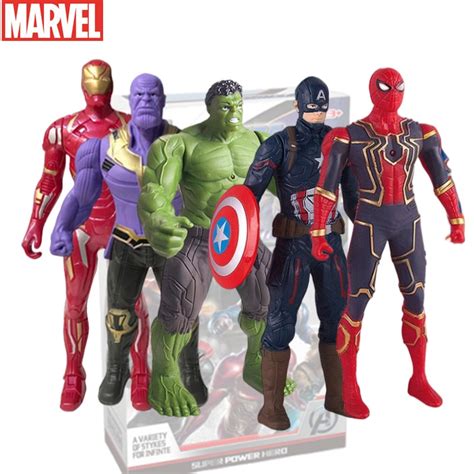 애니메이션 마블 스파이더맨 헐크 액션 피규어 어린이 장난감 아이언맨 빛나는 로봇 움직이는 관절 회전 인형 크리스마스 선물 모델 Aliexpress