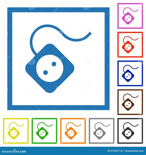 Portable Electrical Outlet With One Socket And Cord Outline Flat White Icons In Square