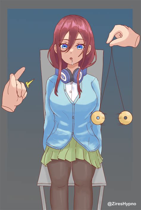 Hypnohub Absurdres Blue Eyes Breasts Brown Hair Chair Clothed Coin